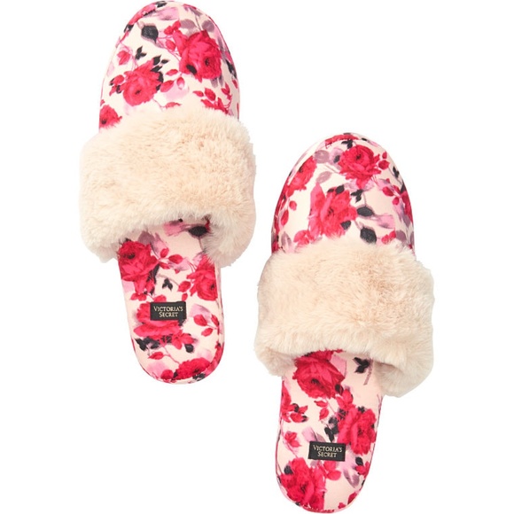 Victoria's Secret | Shoes | Victorias Secret Red Pink Floral Furry ...